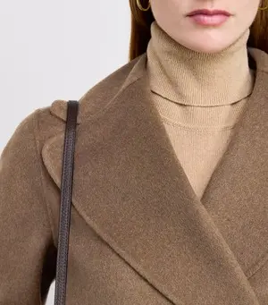 Max Mara Virgin Wool Wrap Coat - Brown