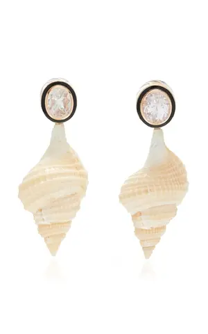 Dezso By Sara Beltran Distorsio 18k Rose Gold Shell And Silimanite Earrings