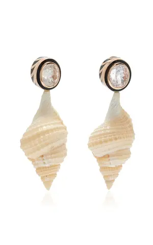 Dezso By Sara Beltran Distorsio 18k Rose Gold Shell And Silimanite Earrings