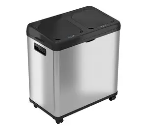 ITOUCHLESS 16g Dual Sensor Trash Can & Recycle In With Wheels - One-color