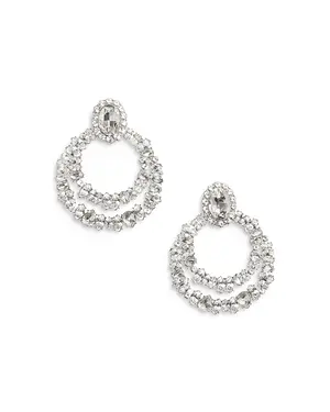 SELF-PORTRAIT Crystal Hoop Clip-on Earrings - Silver