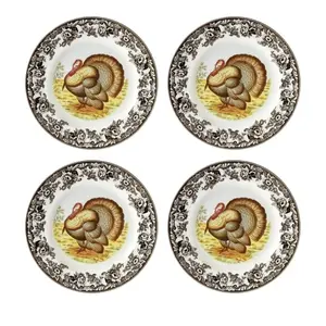 SPODE Woodland Turkey Salad Plate, Set Of 4 - Brown