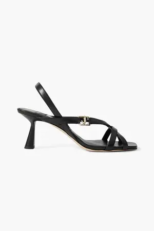 JIMMY CHOO Jimmy Choo Jess 65 Embellished Leather Slingback Sandals - Black