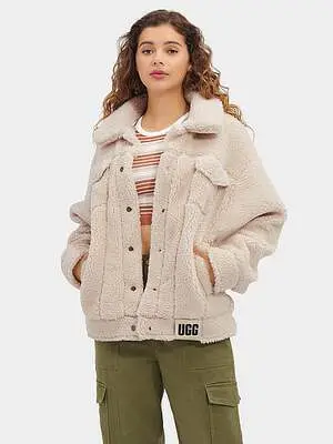 Pink Ugg® Frankie Short Trucker Jacket - White,ivory