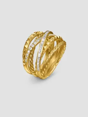 David Yurman Crossover Trio Six Row Ring In 18k Yellow Gold