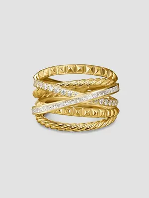 David Yurman Crossover Trio Six Row Ring In 18k Yellow Gold