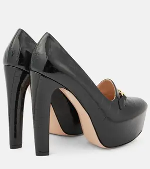 TOM FORD Croc-effect Patent Leather Platform Pumps