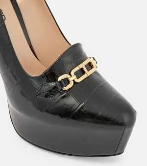 TOM FORD Croc-effect Patent Leather Platform Pumps