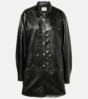 MARANT ETOILE Ayali Faux Leather Mini Dress - Black