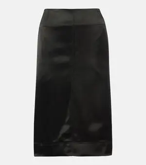 TOTEME Paneled Satin Midi Skirt - Black