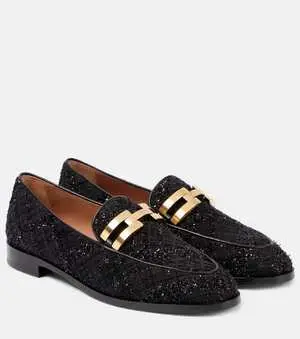 AQUAZZURA Brandi Bouclé Loafers - Black