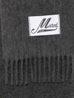 Marni Logo-patch Scarf - Grey