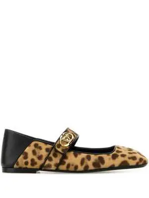 Valentino Garavani Vlogo Locket Mary-jane Ballet Flats - Brown