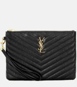 Saint Laurent Cassandre Matelassé Leather Pouch - Black