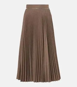 Burberry Pleated Wool Midi Skirt