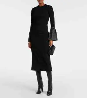 Simkhai Agata Ribbed-knit Top With Taffeta Trim - Black