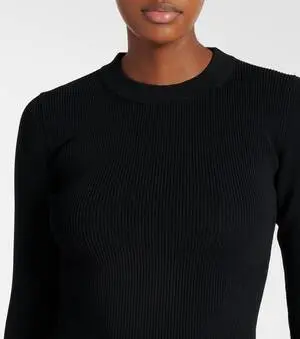 Simkhai Agata Ribbed-knit Top With Taffeta Trim - Black