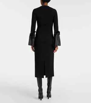 Simkhai Agata Ribbed-knit Top With Taffeta Trim - Black