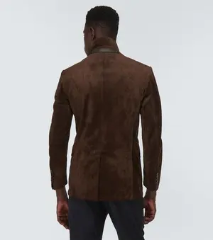 TOM FORD Leather-trimmed Suede Blazer
