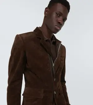 TOM FORD Leather-trimmed Suede Blazer