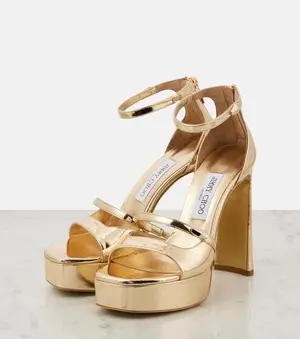 JIMMY CHOO Claressa Metallic Platform Sandals