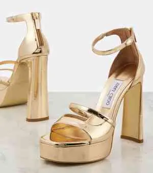 JIMMY CHOO Claressa Metallic Platform Sandals