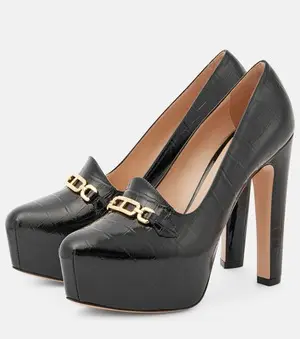 TOM FORD Croc-effect Patent Leather Platform Pumps