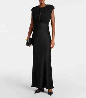 Max Mara Randers Silk Satin Crepe Maxi Dress