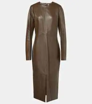 TOTEME Paneled Leather Midi Dress