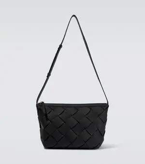 Bottega Veneta Diago Intreccio Leather Shoulder Bag - Black