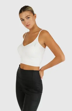 BELLE & BLOOM Knit Crop Top - Oat