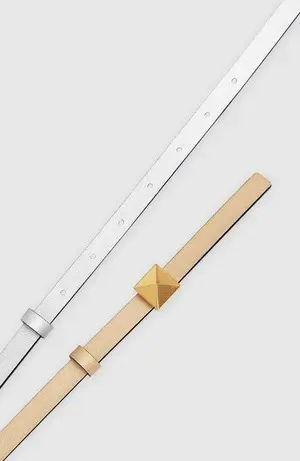 BELLE & BLOOM Cleopatra Pyramid Stud Leather Belt - Metallic