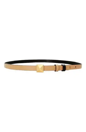 BELLE & BLOOM Cleopatra Pyramid Stud Leather Belt - Tan/black