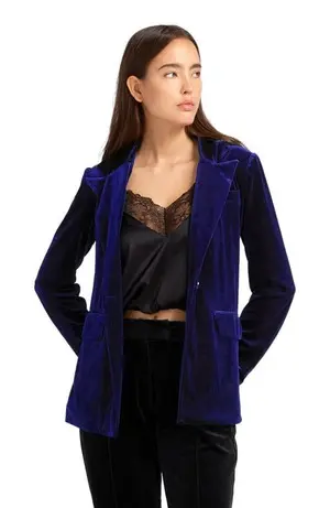 BELLE & BLOOM Eternity Velvet Blazer - Royal Blue