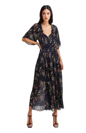 BELLE & BLOOM Amour Amour Ruffled Midi Dress - Navy