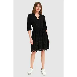 BELLE & BLOOM Sweet Talk Eyelet Mini Dress - Black