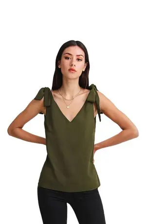 BELLE & BLOOM Feel For You V-neck Top - Military