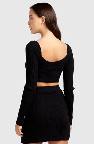BELLE & BLOOM Forget Me Not Knit Crop - Black