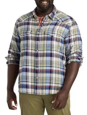 Lucky Brand Big & Tall Indigo Plaid Western Sport Shirt - Multi