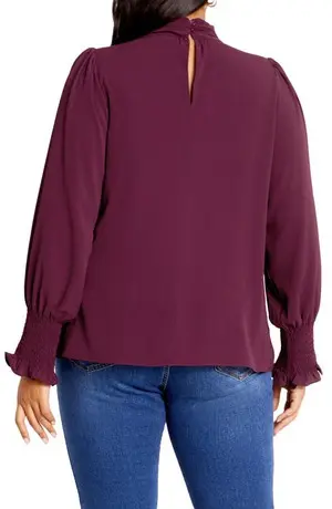 City Chic Iris Keyhole Blouse - Plum