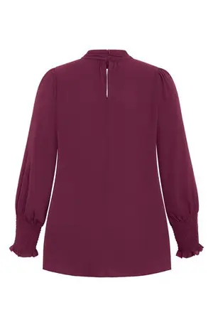 City Chic Iris Keyhole Blouse - Plum