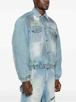 EGONLAB Distressed Denim Bomber Jacket