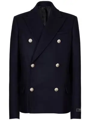 Balmain Double-breasted Coat - Blue