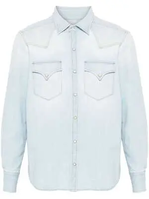 FORTELA Classic-collar Denim Shirt - Blue