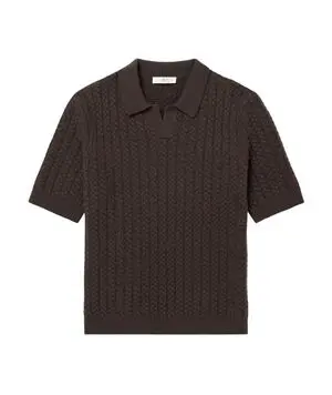 Mr P. Cable-knit Wool Polo Shirt