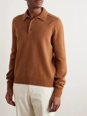 Loro Piana Virgin Wool Polo Sweater - Orange
