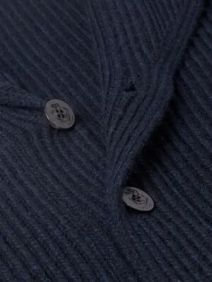 Loro Piana Shawl-collar Ribbed Wool Cardigan