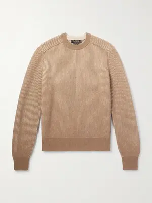 Loro Piana Col D'olen Waffle-knit Camel Hair Sweater