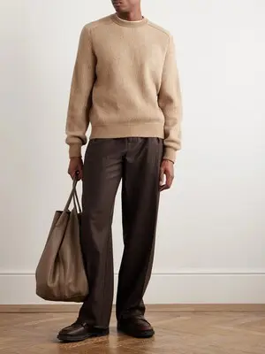 Loro Piana Col D'olen Waffle-knit Camel Hair Sweater