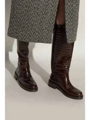 STUART WEITZMAN Crocodile-embossed Leather Boots